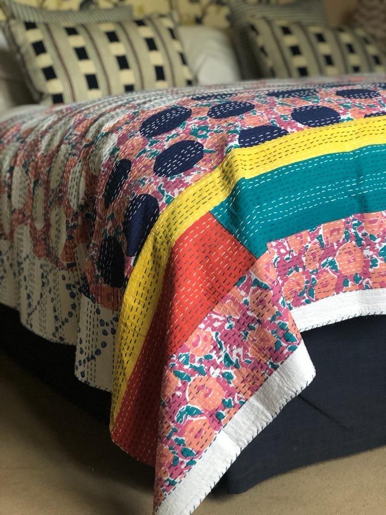 Multi Flowered Bedspread – Ashoka Designs